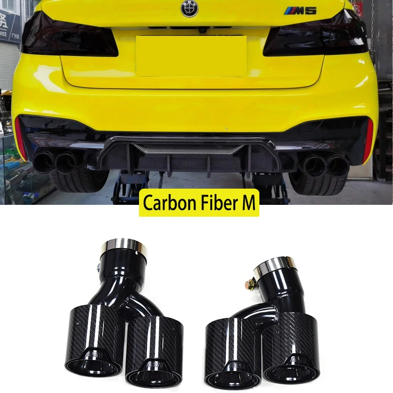 Dual-Exhaust-Tip-Satinless-Steel-Muffler-Tip-H-Shape-Tailpipe-For-BMW ...