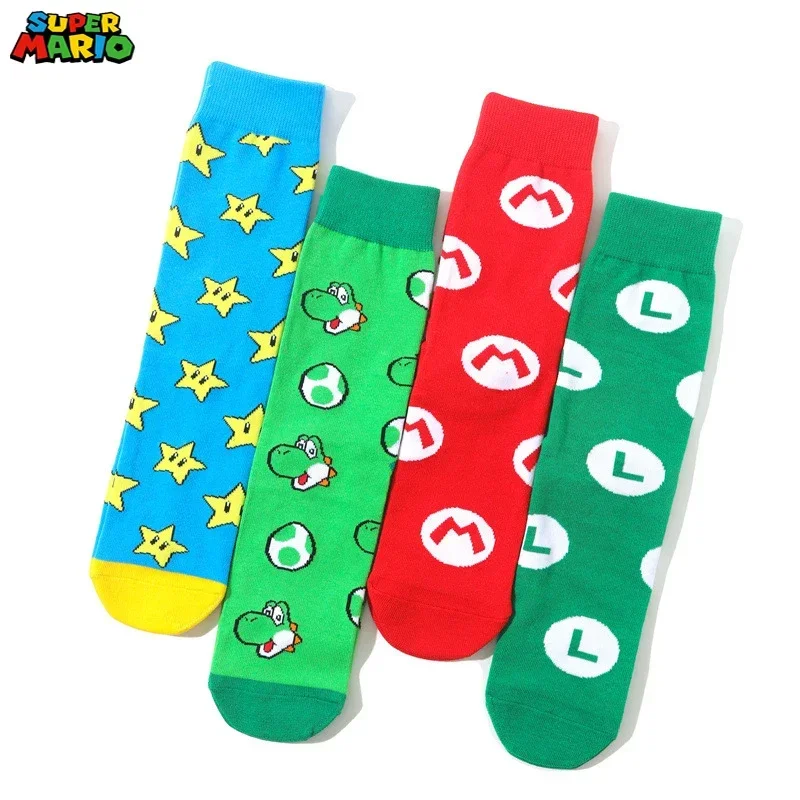 Chaussettes-en-coton-Super-Mario-Bros-Anime-cadeau-de-No-l-figurines-d ...