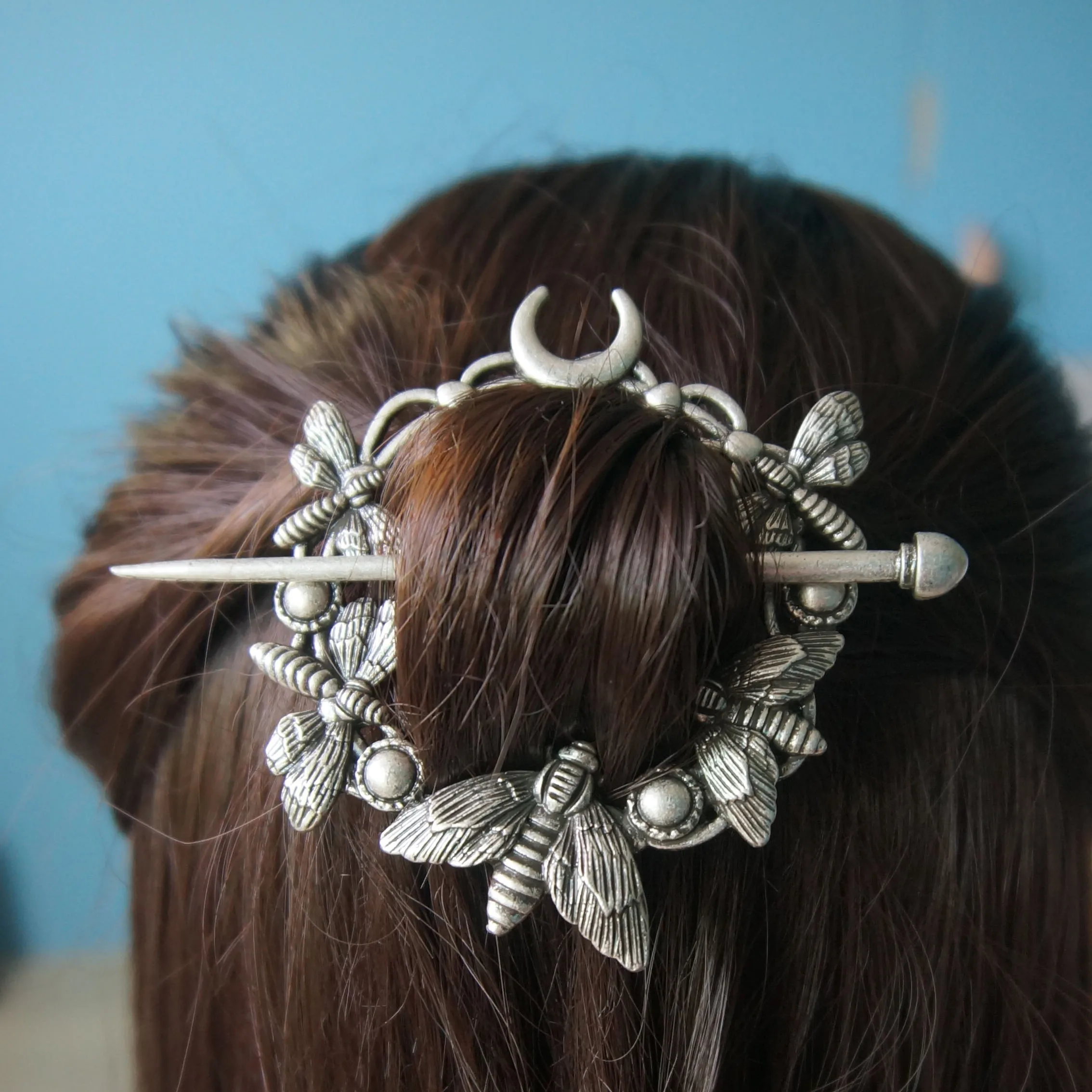 vintage-woman-moon-moth-hair-barrette-decorative-hair-accessory-with ...