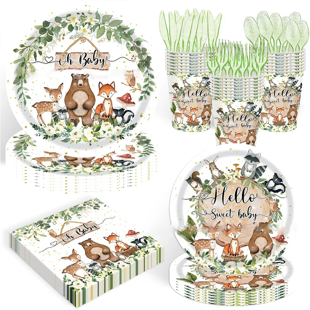 Hellow-Sweet-Baby-Jungle-Animals-Party-Disposable-Tableware-Set ...