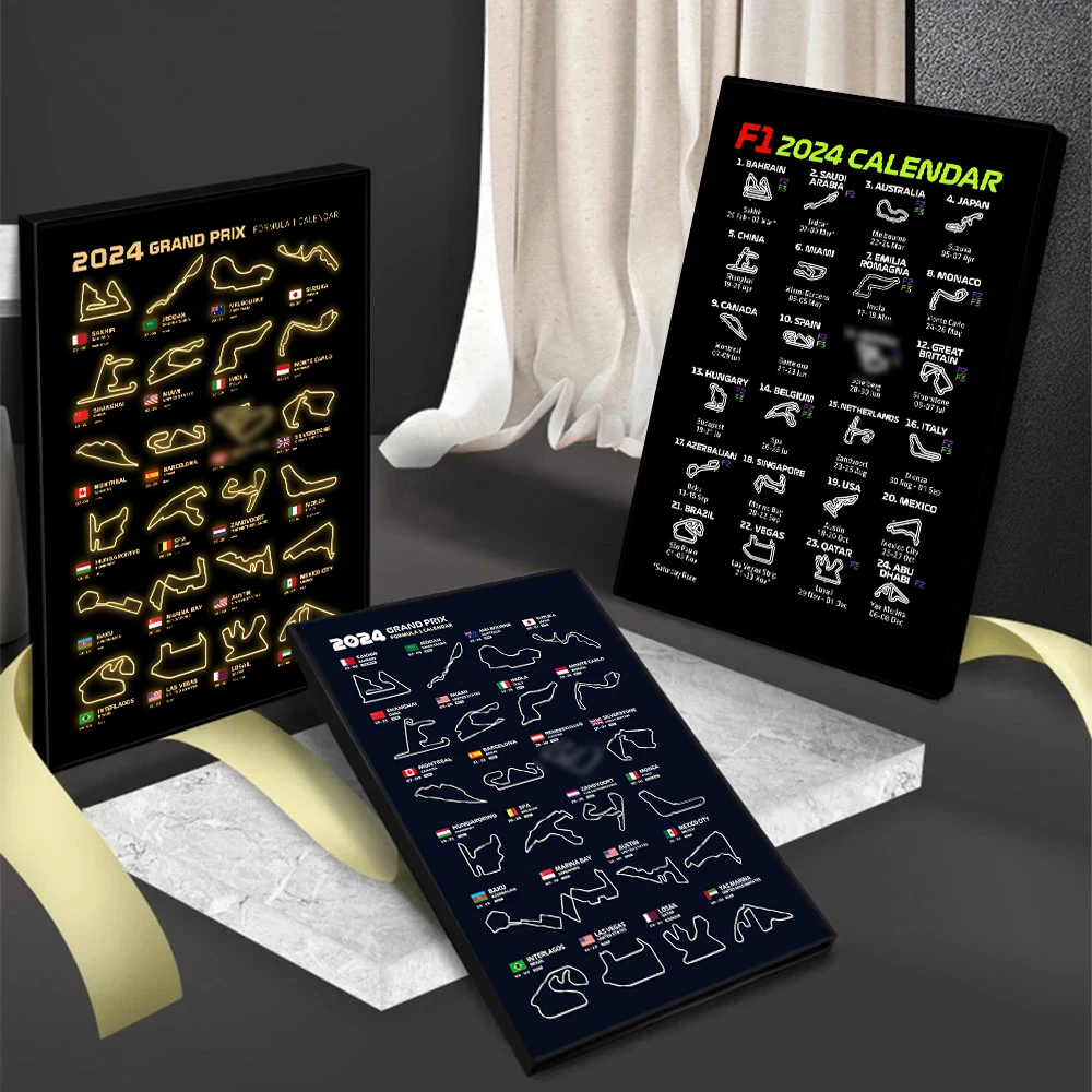 F1-2024-Season-Calendar-Posters-Prints-Canvas-Painting-Formula-1-Racing ...