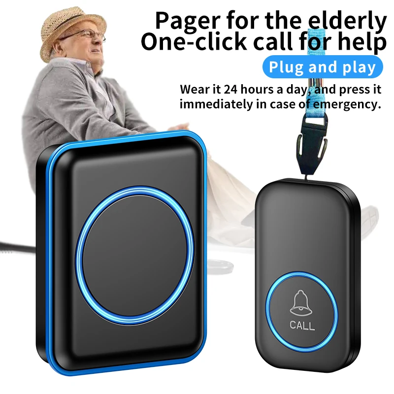 CACAZI-SOS-Button-Wireless-Elderly-Panic-Alarm-System-Caregiver-Pager ...