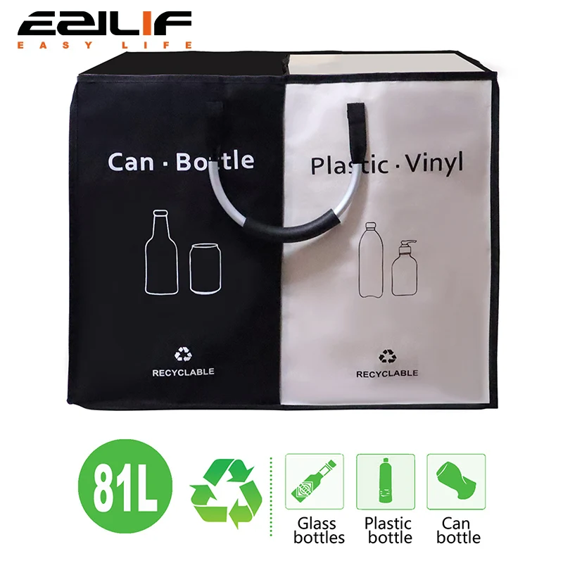 Collector Bins with 2 Compartments 81L Recycling Bins Odor-Resistant ...
