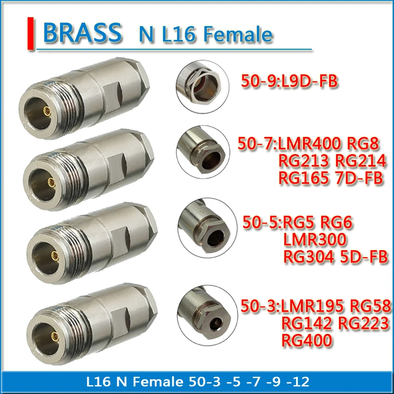 L16 N Female Clamp Solder RG58 RG142 RG223 RG8X RG-8X RG59 LMR195 RG5 ...