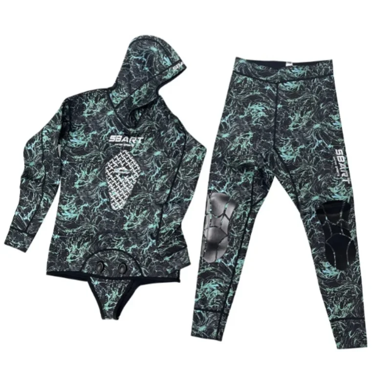 Men-s-3MM-Spearfishing-Wetsuits-Two-Pieces-Hooded-Camouflage-Diving ...