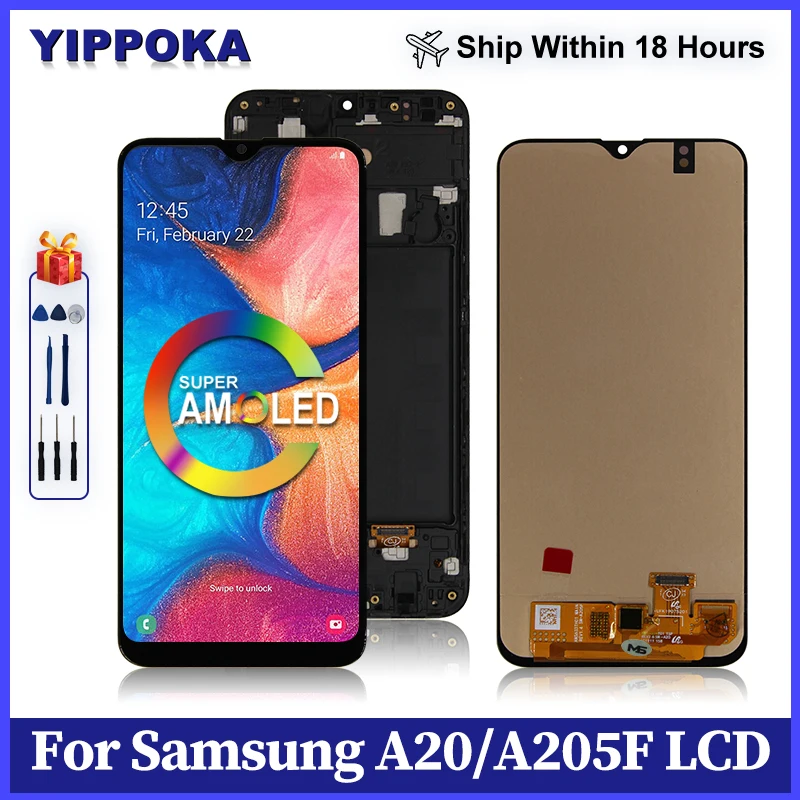 Super-AMOLED-Screen-For-Samsung-Galaxy-A20-A205-LCD-Display-Digitizer ...