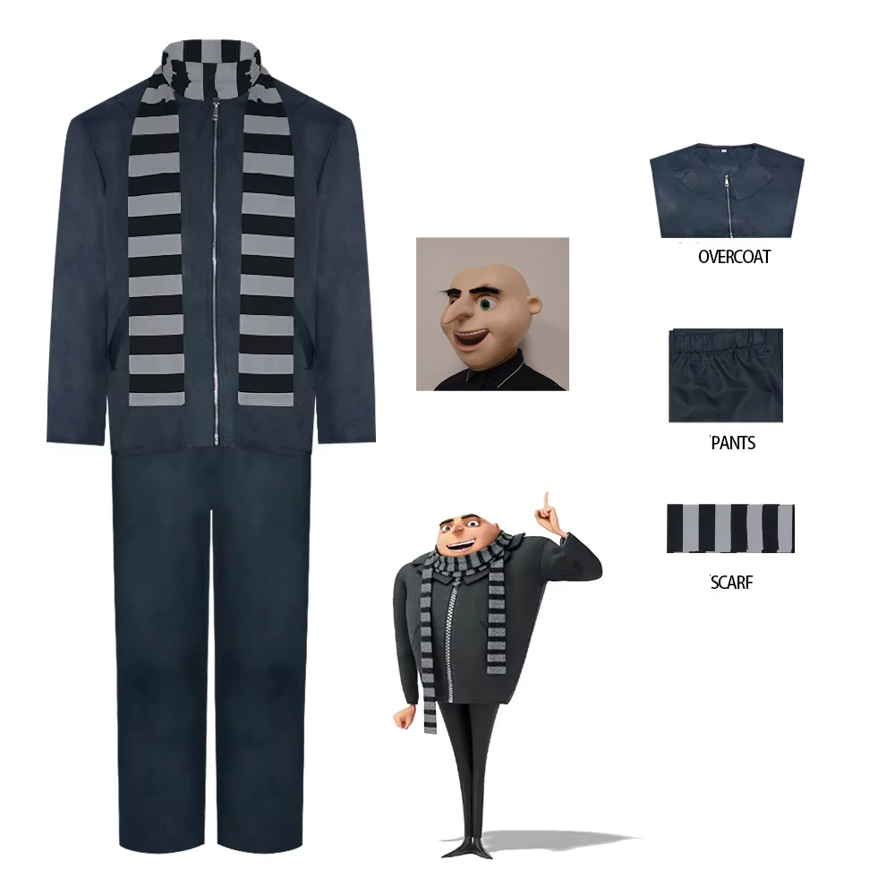 Minions-thief-dad-Gru-cosplay-costumeCoat-Pants-Scarf-for-Disguise ...