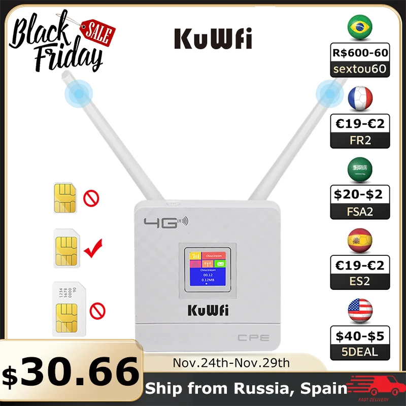 Kuwfi 4g Wifi Router Cat4 150mbps Wireless Cpe Router Unlocked 4g Lte ...