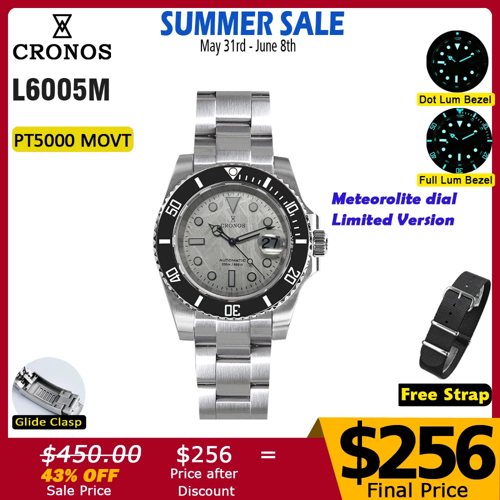 Cronos-Sub-Diver-Men-Watch-Stainless-Steel-PT5000-Bracelet-Ceramic ...