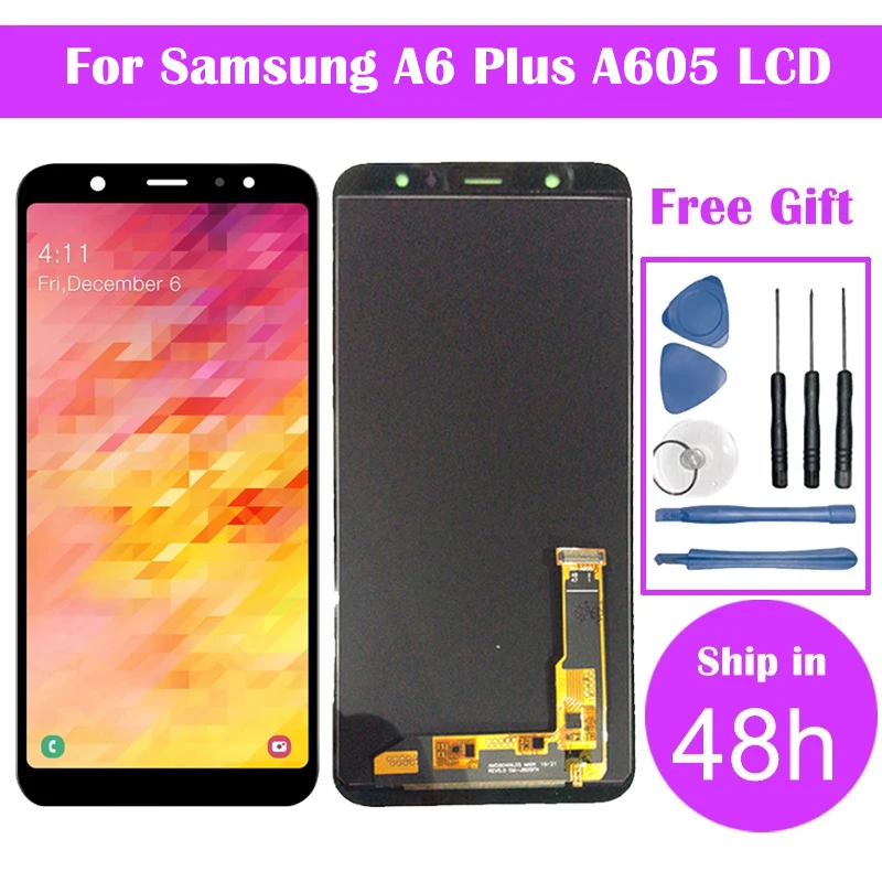 삼성 갤럭시 A6 플러스 2018 LCD A605 A6 + LCD 스크린 터치 스크린 디지타이저 어셈블리, 무료 배송 ...