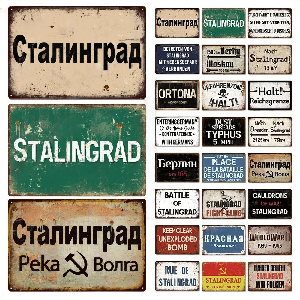 Placa-decorativa-de-Metal-de-la-historia-de-Stalingrad-WW-II-letreros ...