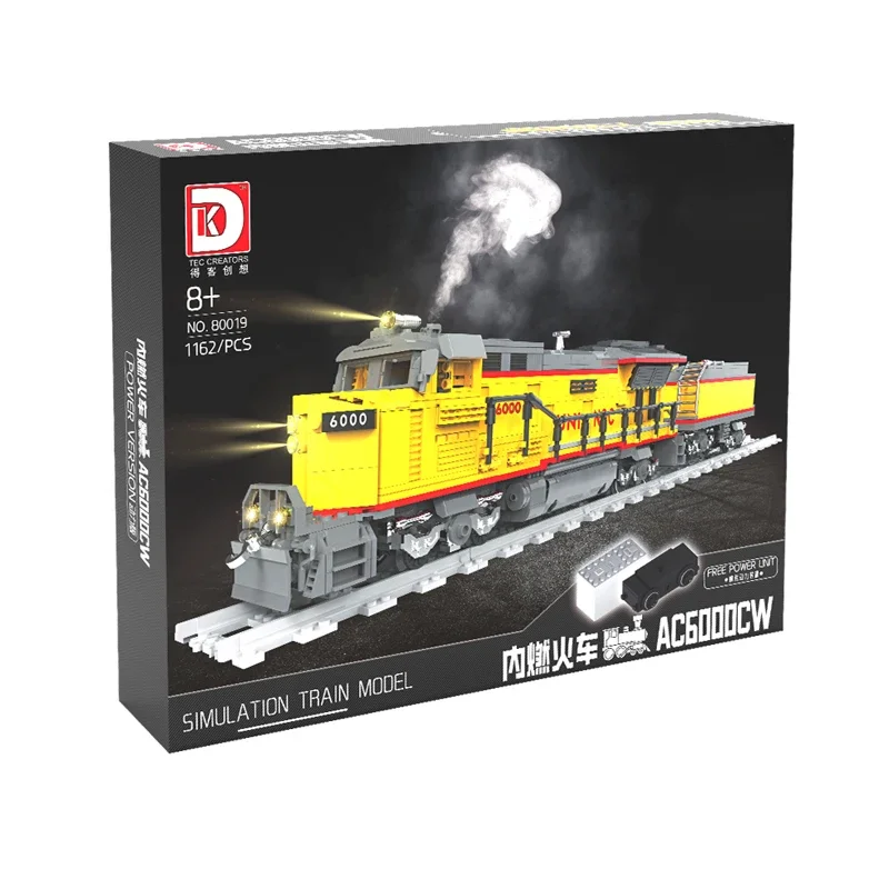 MOC Retro Train AC6000 Building Blocks Locomotive Track Bricks ...