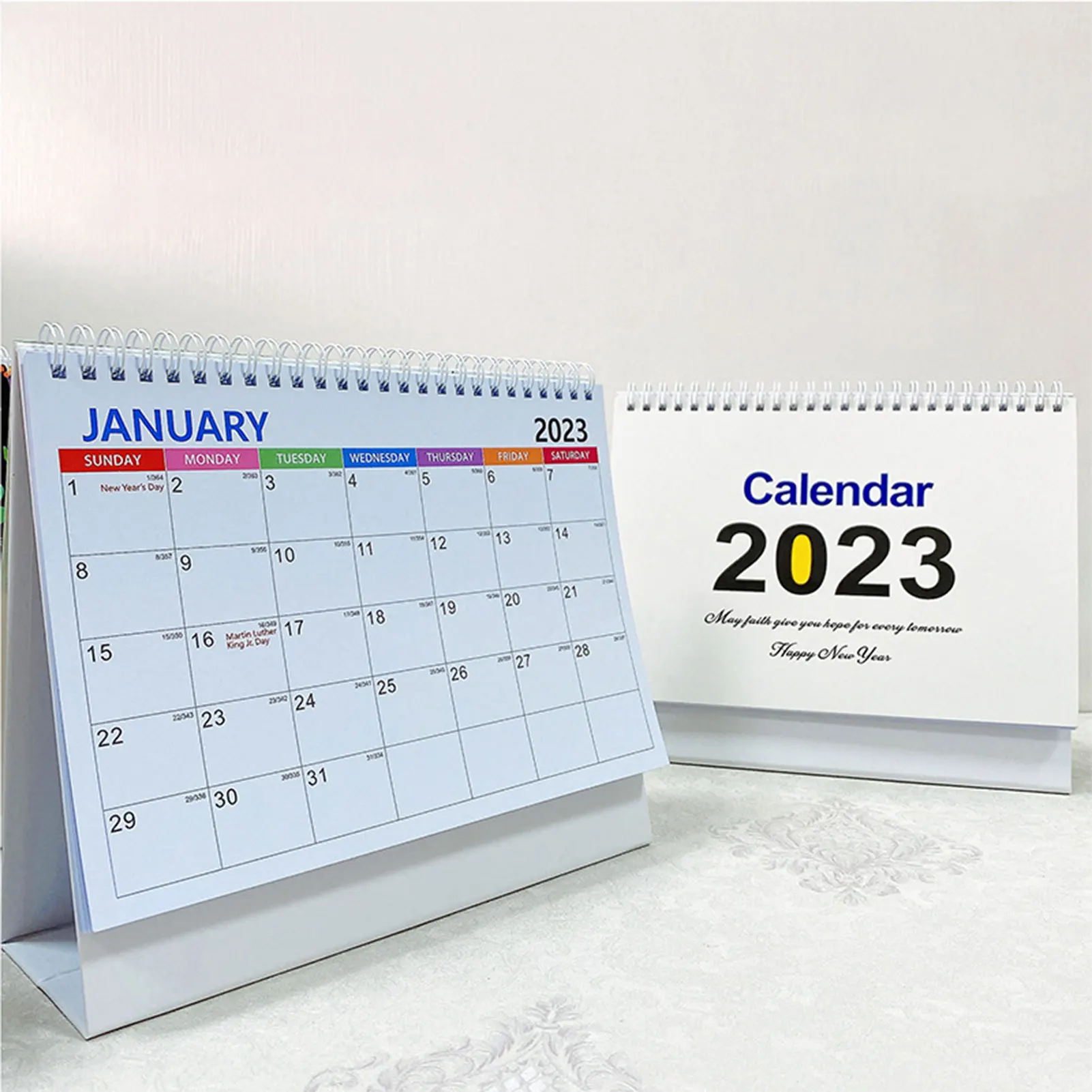 2023 간단한 단색 미니 데스크탑 종이 간단한 달력 듀얼 일일 스케줄러 테이블 플래너 책상용 연간 일정 홀더