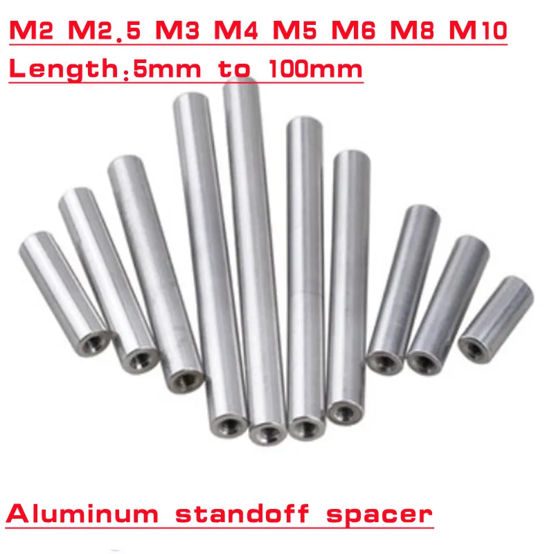 2-10pcs-aluminum-spacer-M2-M2-5-M3-M4-M5-M6-M8-M10-round-Aluminum ...