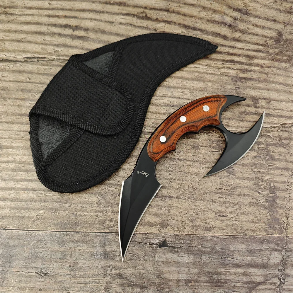 Knuckle-Trench-Tactical-Claw-Knife-5Cr13Mov-Blade-Wood-Handles-Portable ...