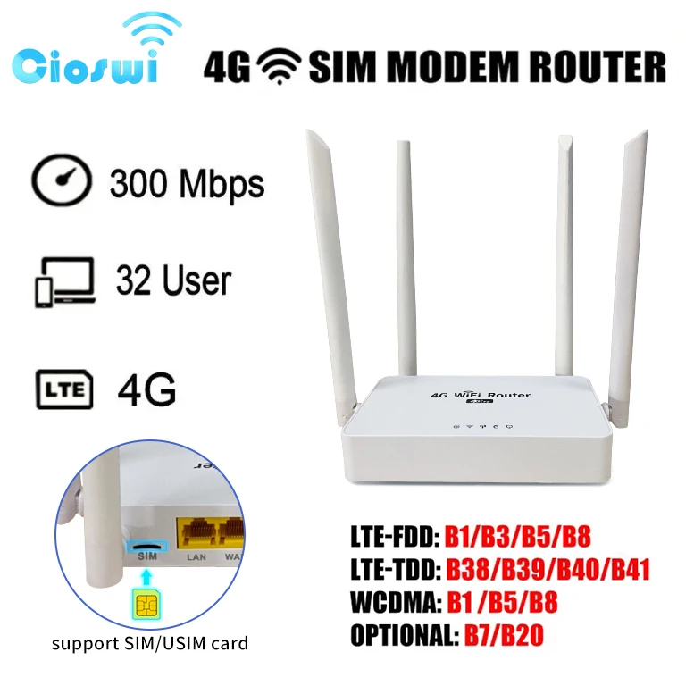 Cioswi We2002 4g Sim Router 300mbps Wireless Wifi Through-wall For Home ...