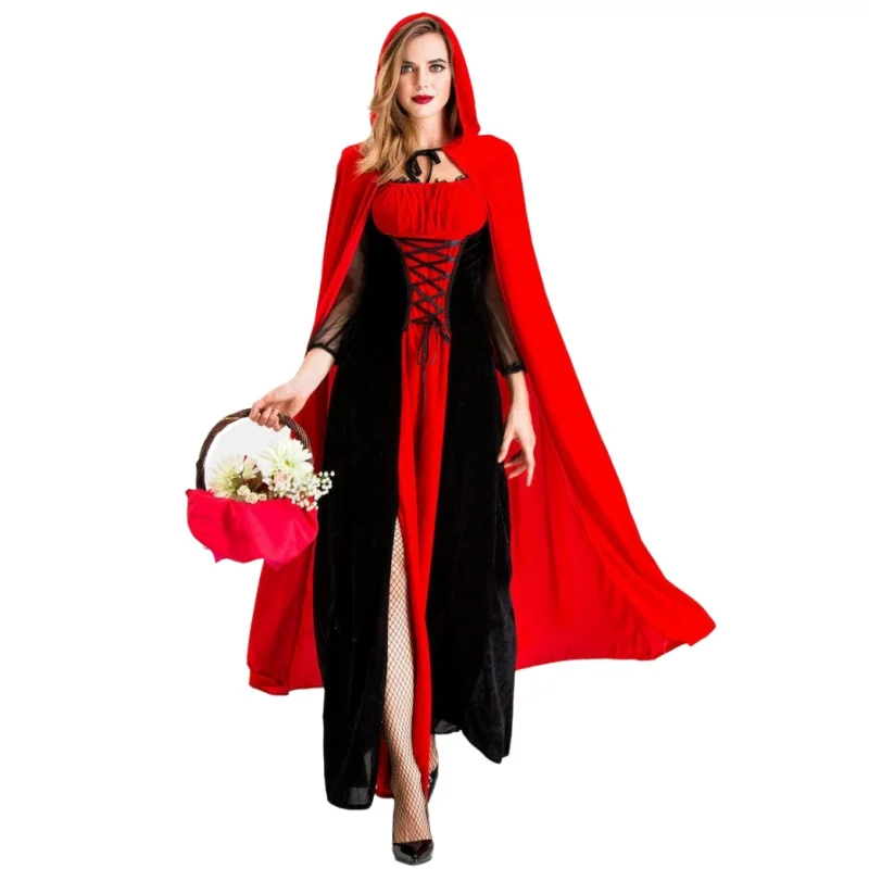 Halloween-Red-and-Black-Dress-Carnival-Set-Hooded-Cloak-Adult-Little ...