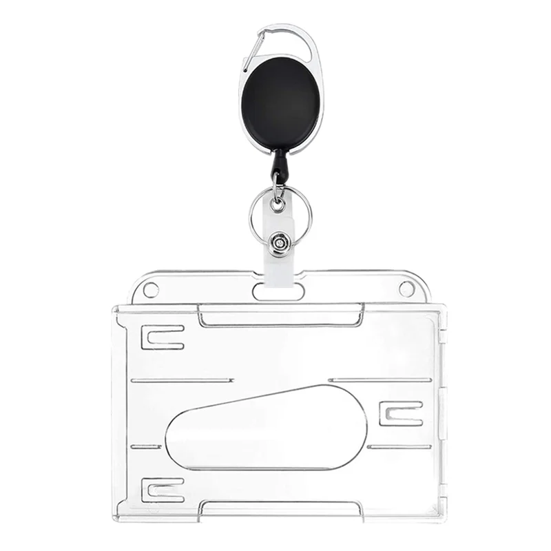 Transparent-Double-Cards-Slots-ID-Tag-Badge-Holder-with-Badge-Reel-2 ...