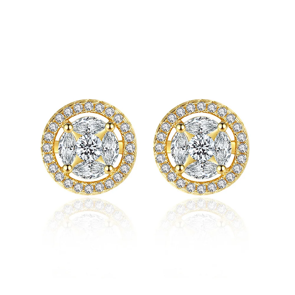 Shiny-Crystal-Piercing-Stud-Earrings-for-Women-Classic-Round-Zircon ...