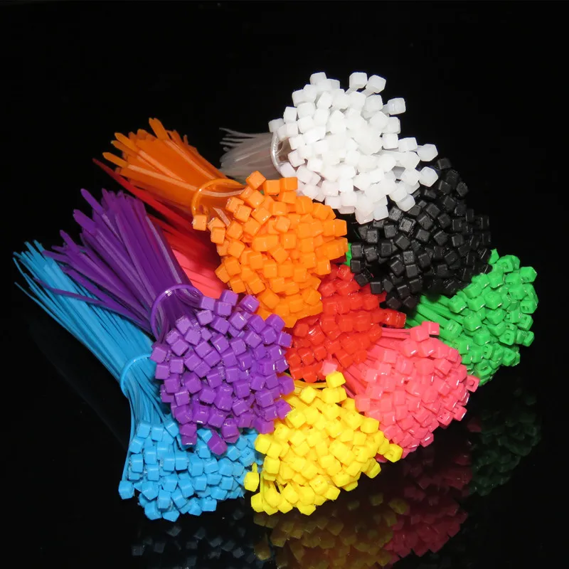 100pcs colorful 4*200mm Self-Locking Nylon Cable Ties Plastic Zip Tie ...