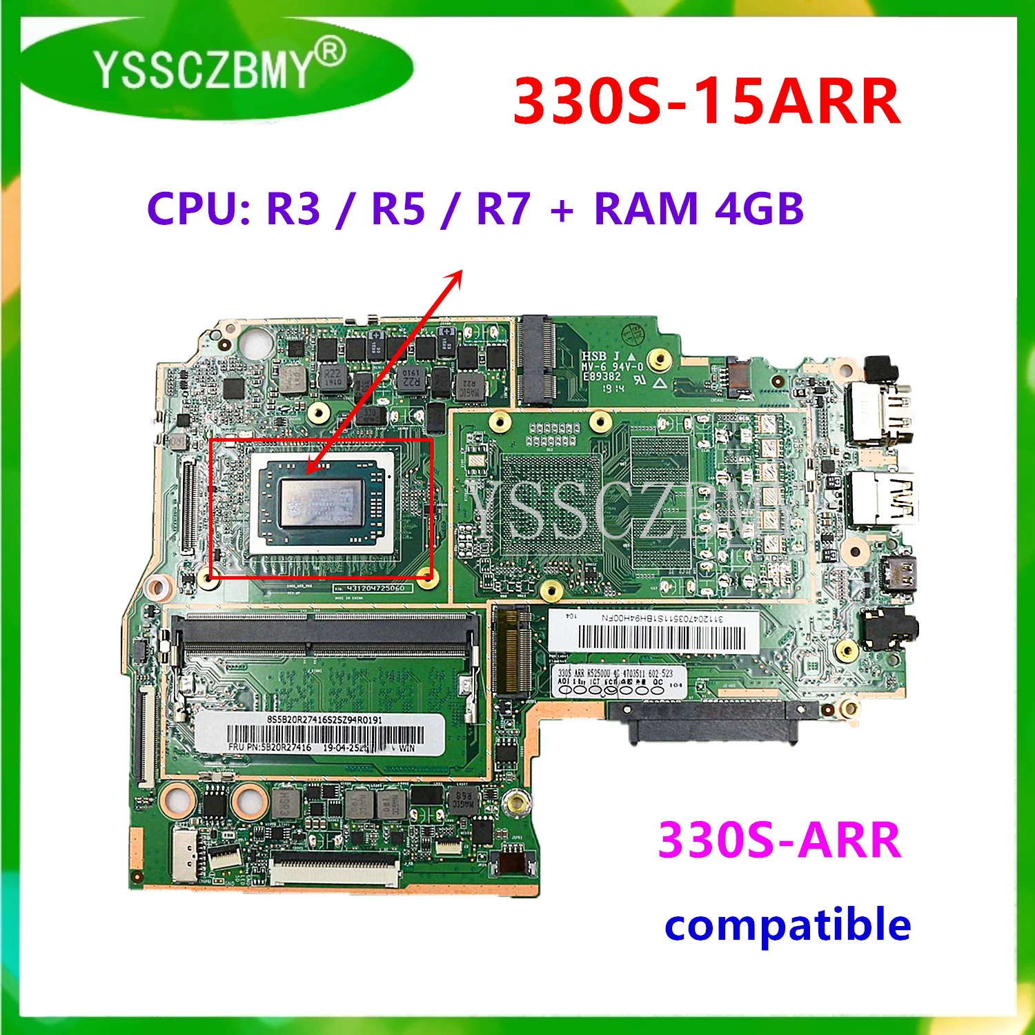 5B20R27415 / 5B20R27416 MainBoard FOR Lenovo Ideapad 330S-15ARR Laptop ...