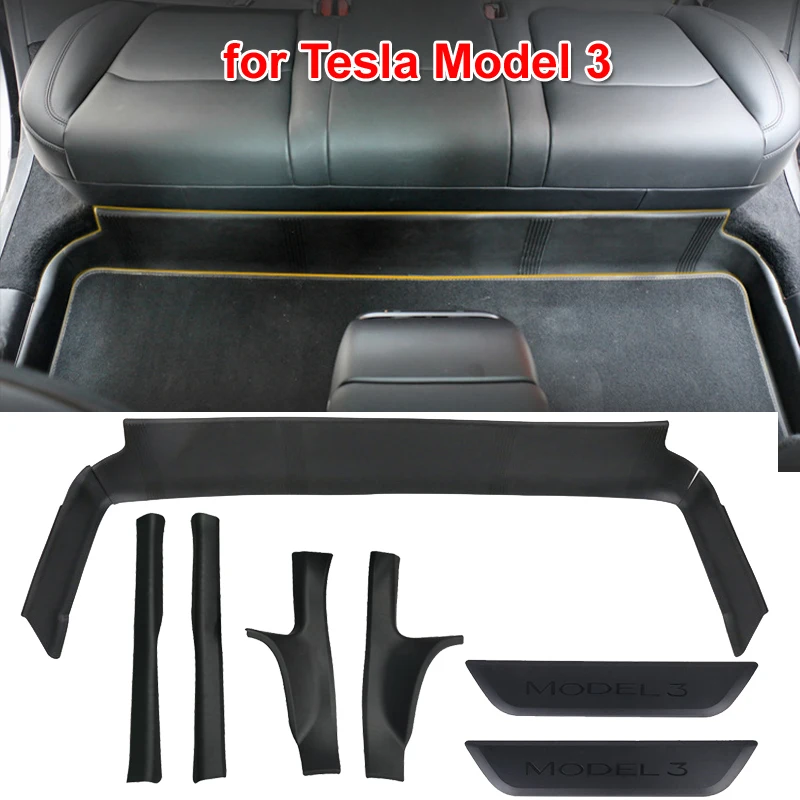 For-Tesla-Model-3-Interior-Accessories-Anti-kick-Under-Seat-Side-Suede ...