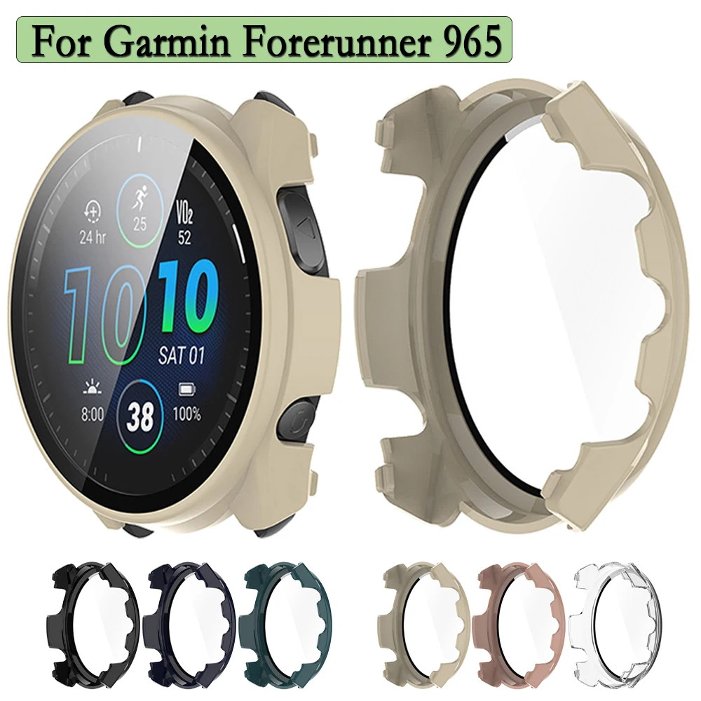 For Garmin Forerunner 965 Watch Case + Steel Film 360 Full Soft Clear ...