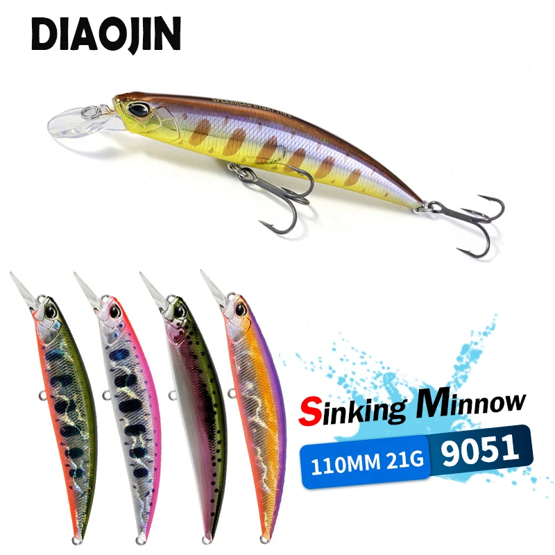110mm 21g Heavy Weight Sinking Minnow Long-range RYUKI 110S Fishing ...