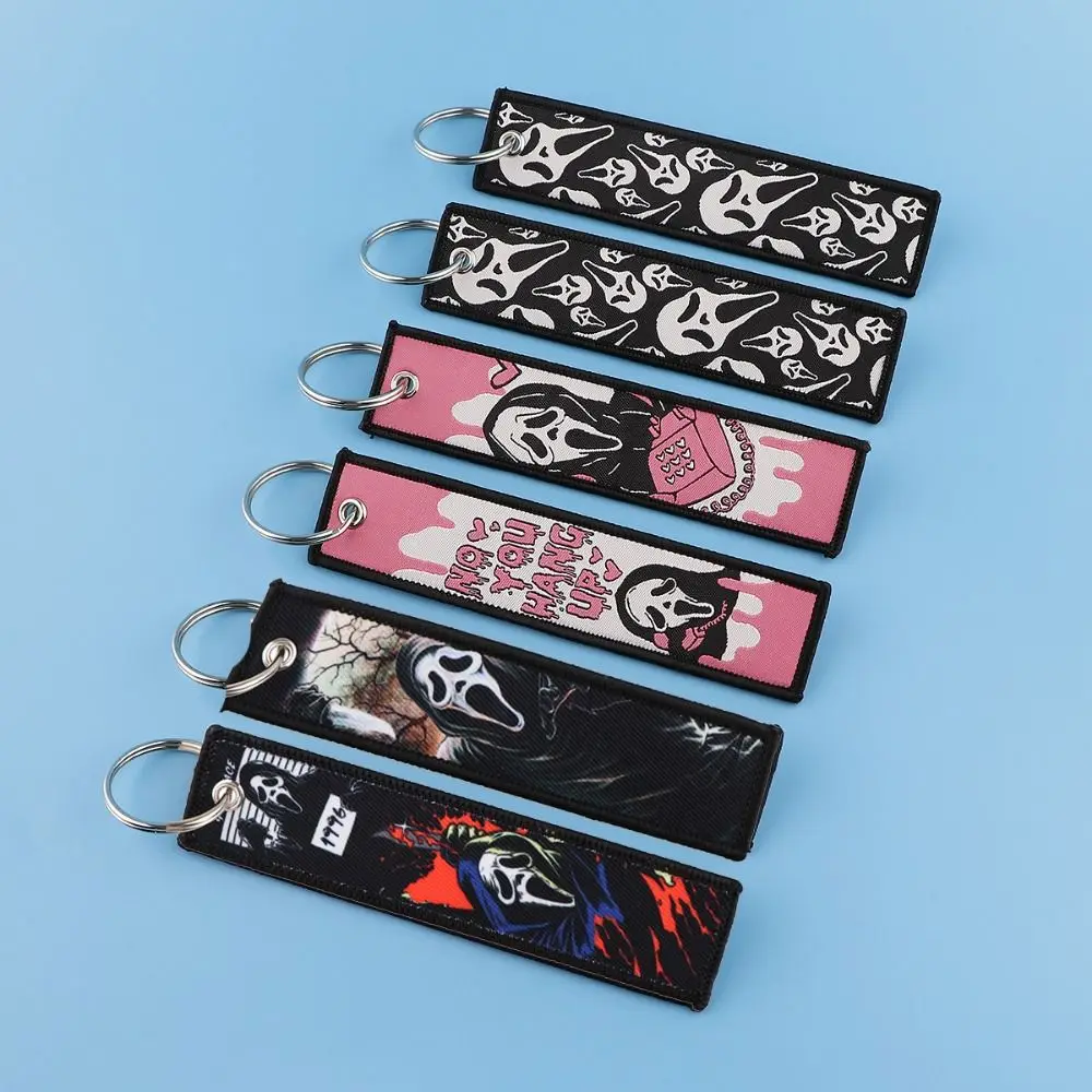Weaving-Halloween-Embroidery-Key-Fobs-Skeleton-Double-Sided-Printing ...