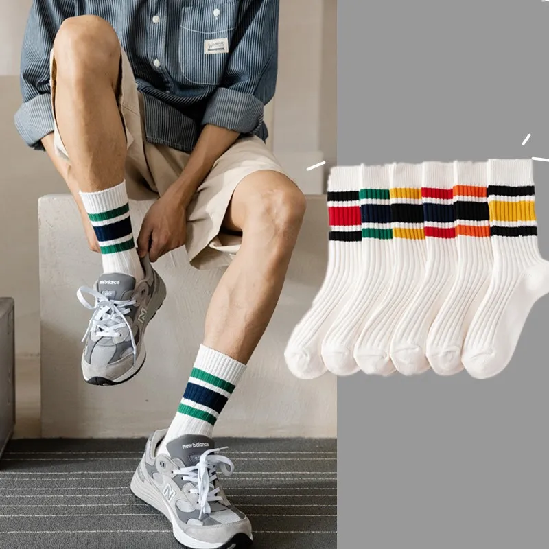 Men-Man-Striped-Socks-Japanese-Style-Loose-Socks-High-School-Students ...