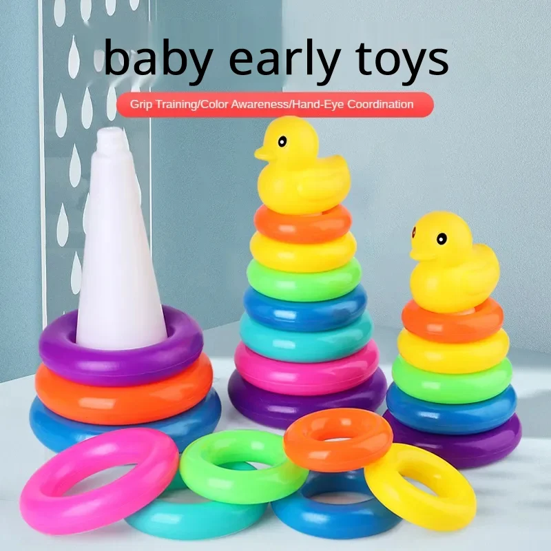Animal-Rainbow-Stacking-Ring-Loop-Toy-Tower-Kids-Montessoris-Toys-Early ...