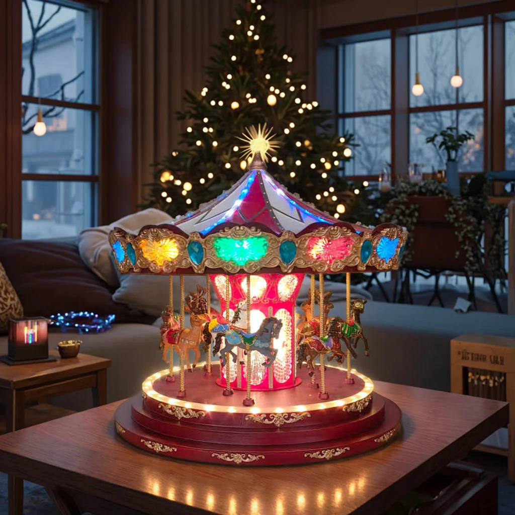Large Luminous Music Christmas Carousel European Holiday Decorations ...