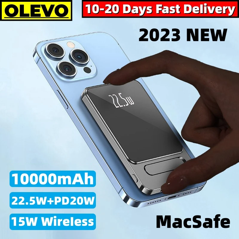 Carregador-r-pido-magn-tico-sem-fio-com-suporte-bateria-auxiliar-externa-10000mAh-Macsafe-Power ...