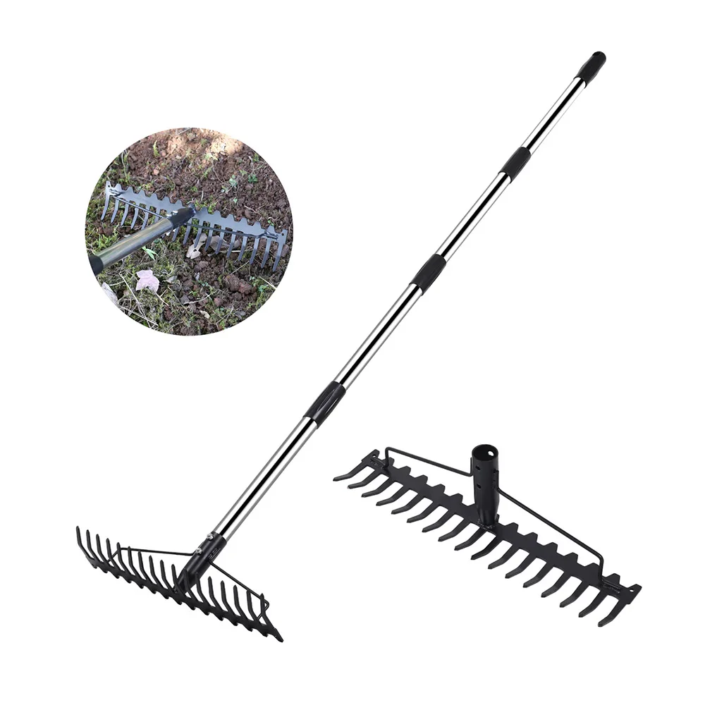 Farming-Rake-Stainless-Steel-Rake-14-Tooth-Hay-Deciduous-Rake-Pine-Soil ...
