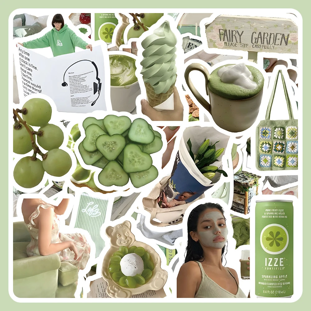 10/30/60pcs Cute Green Stickers Ins Style Korea Simple Cartoon Decals ...