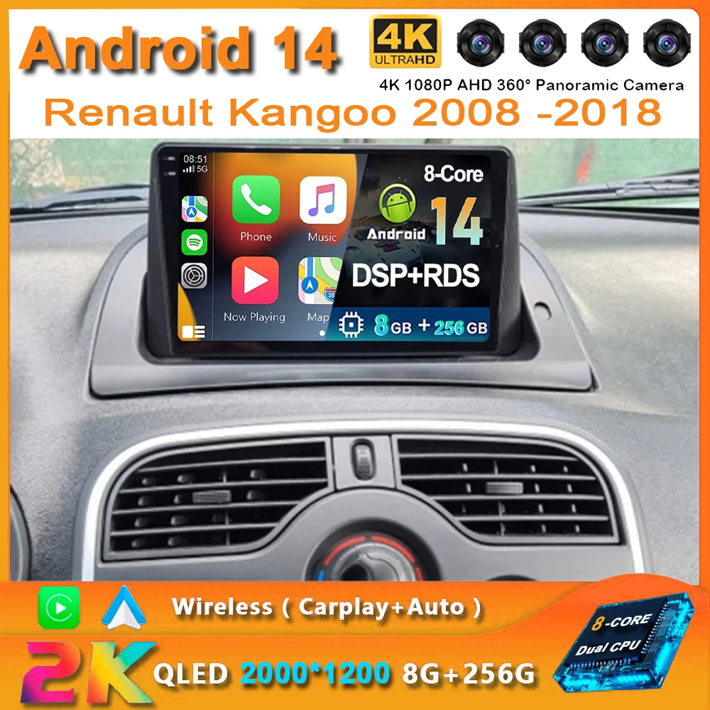 For-Renault-Kangoo-2008-2018-2-Din-Android-14-Car-Radio-Multimedia ...