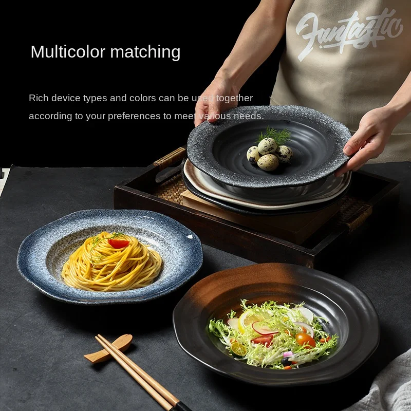 Japanese-style creative ceramic straw hat plate spaghetti plate western ...