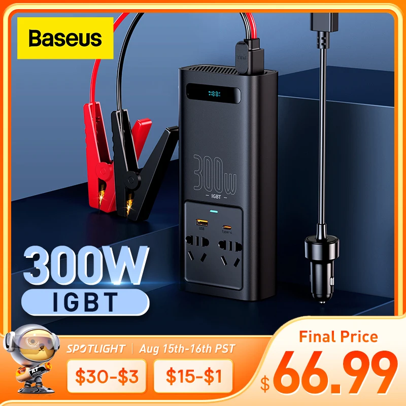 Baseus 300w Car Inverter Dc 12v To Ac 220v Digital Display Auto Power ...