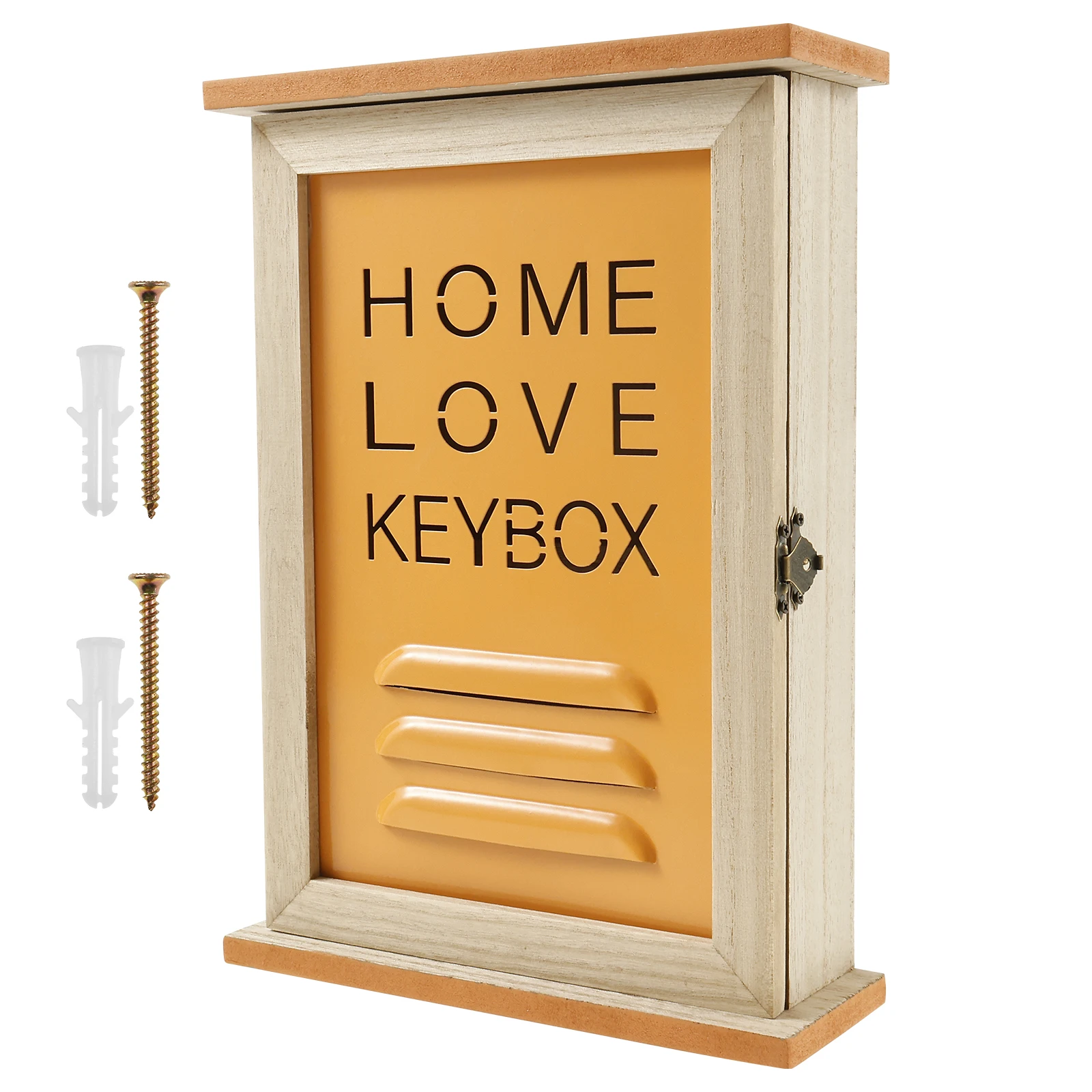 Wall Key Holder Space Saving Wall Cabinet Box with 6 Hooks Decorative ...