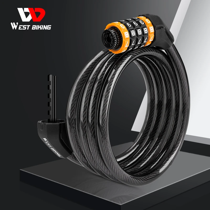 WEST BIKING Combination Bike Lock Password 5 digit 2M Lengthen Anti ...
