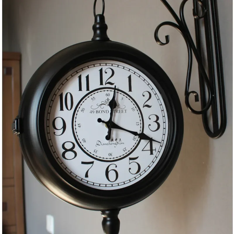 Retro-Iron-Wall-Clock-European-Double-Sided-Hanging-Clock-Living-Room ...