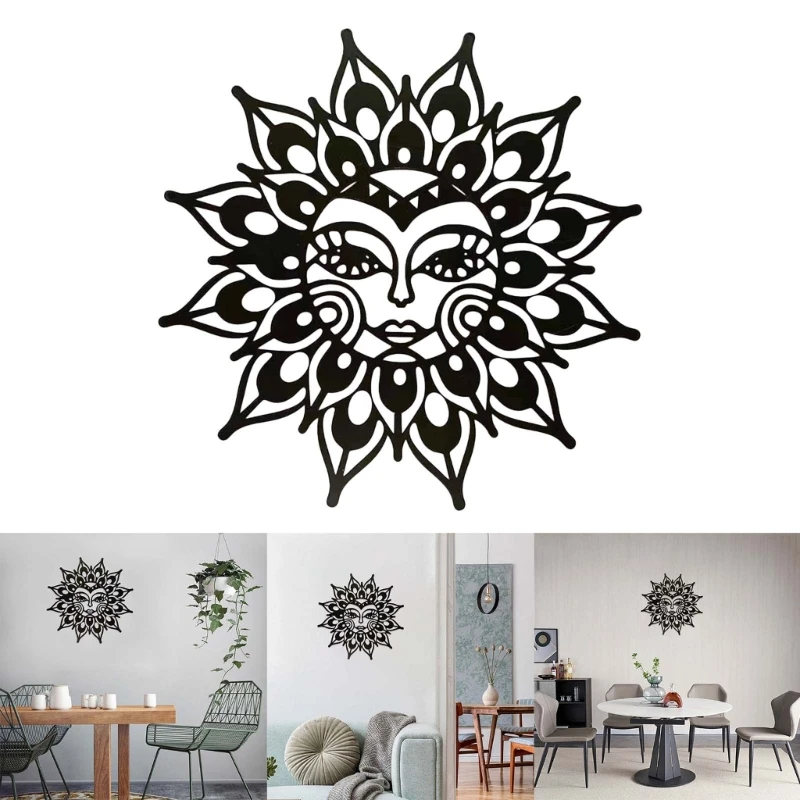 Metal Sun Wall Art Decor Iron Sun Face Garden Hanging Sculpture Sun ...