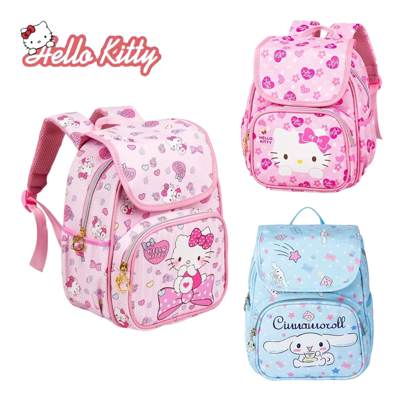 Hello-Kitty-Backpack-Student-Zipper-Flap-Pupil-Children-Waterproof-Wear ...