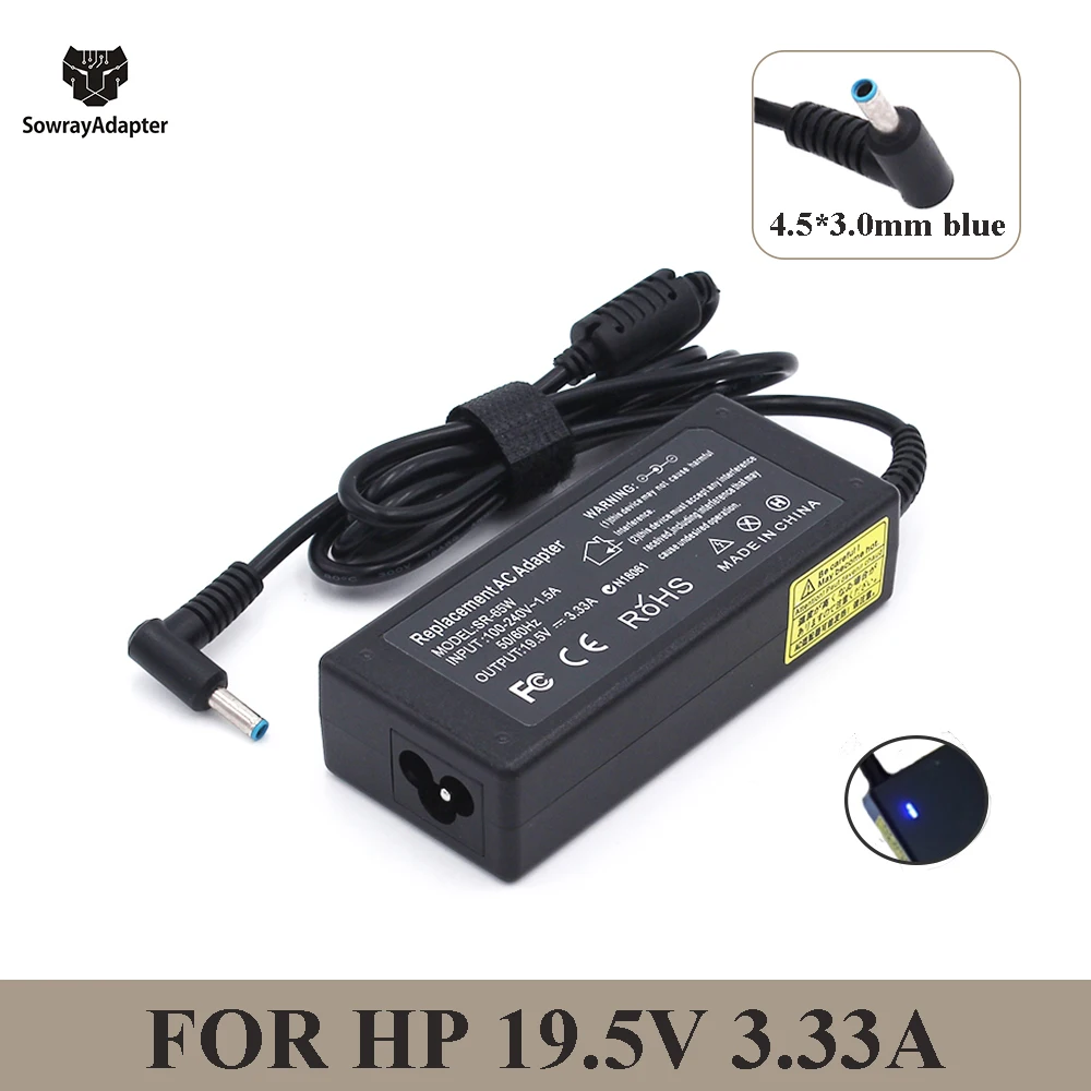 19.5V 3.33A 4.5*3.0mm Blue tip 65W laptop AC power adapter charger for ...