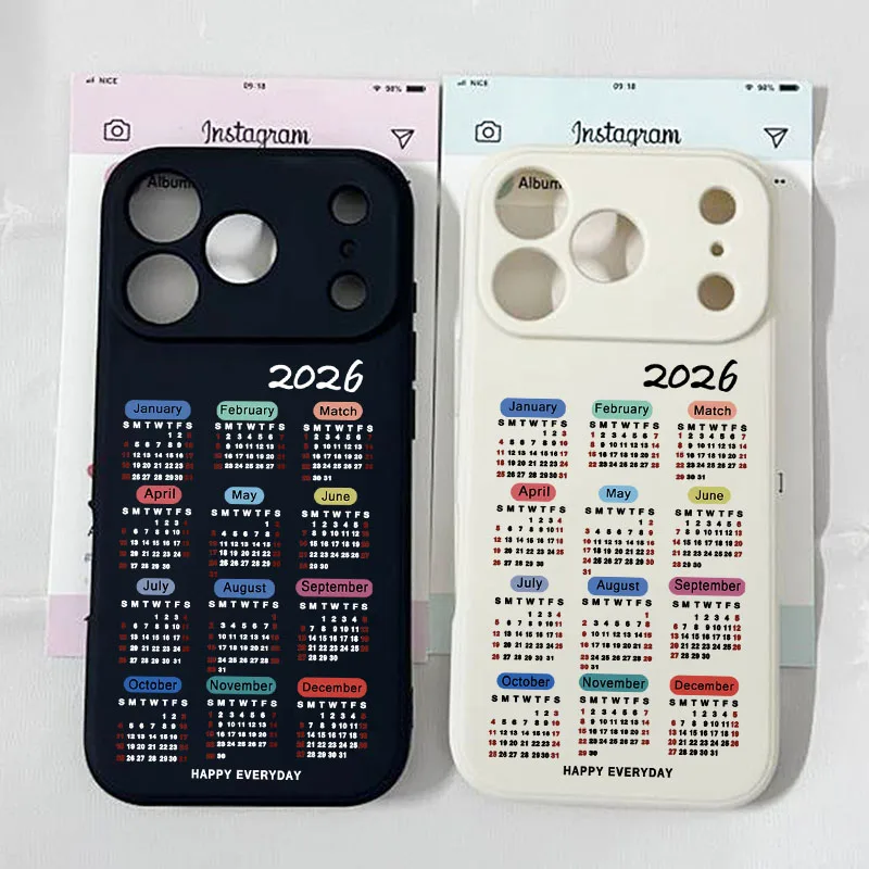 Fashion 2026 Calendar Phone Case For iPhone 15 17 Pro 16 14 13 12 11 XR ...