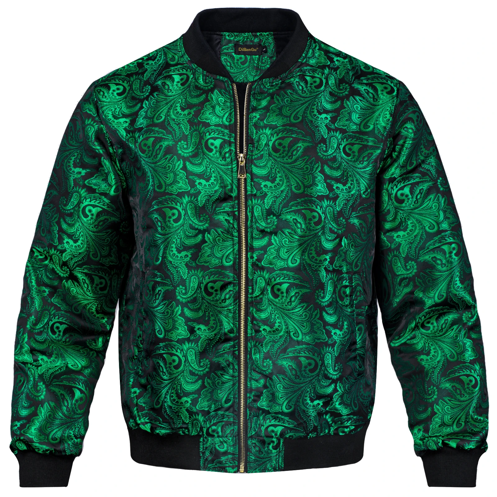 High-Stree-Green-Zipper-Jacket-for-Man-Jacquard-Pasiley-Coat-Fashion ...