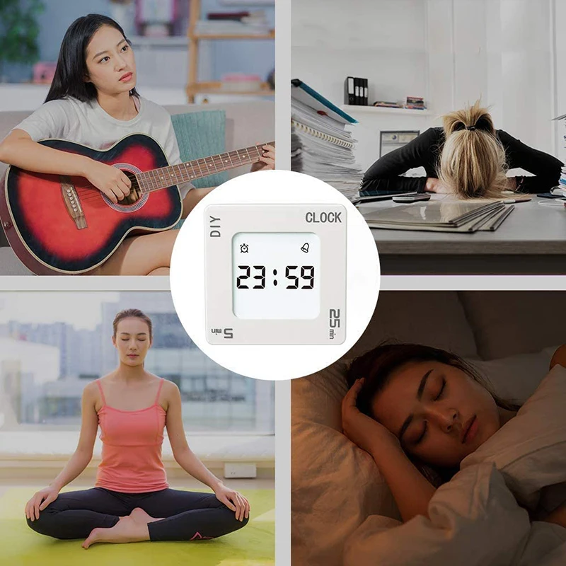 Time-Management-Pomodoro-Timer-Creative-Square-Alarm-Clock-Vibration ...