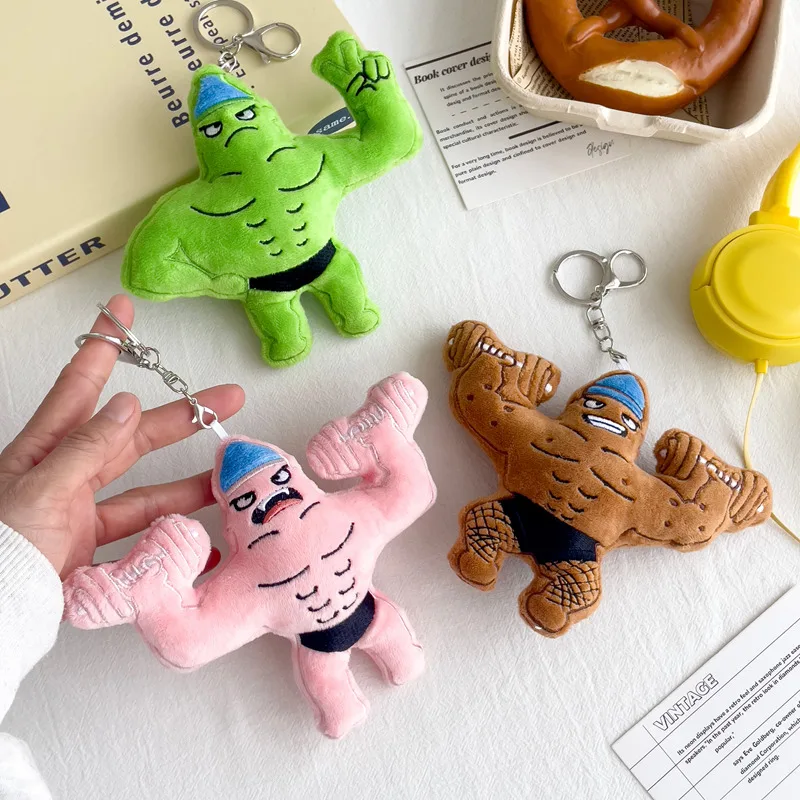 1Pc 17cm Colorful Muscle Man Plush Pendant Toy Funny Strong Muscle ...