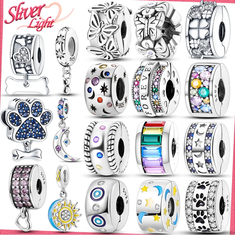 2023 Hot Sale 925 Sterling Silver Safety Clips Charms Chain Stopper Fit ...