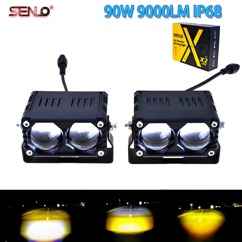 Senlo-X2-Plus-1-Juego-de-faros-auxiliares-de-luz-blanca-amarilla-para ...